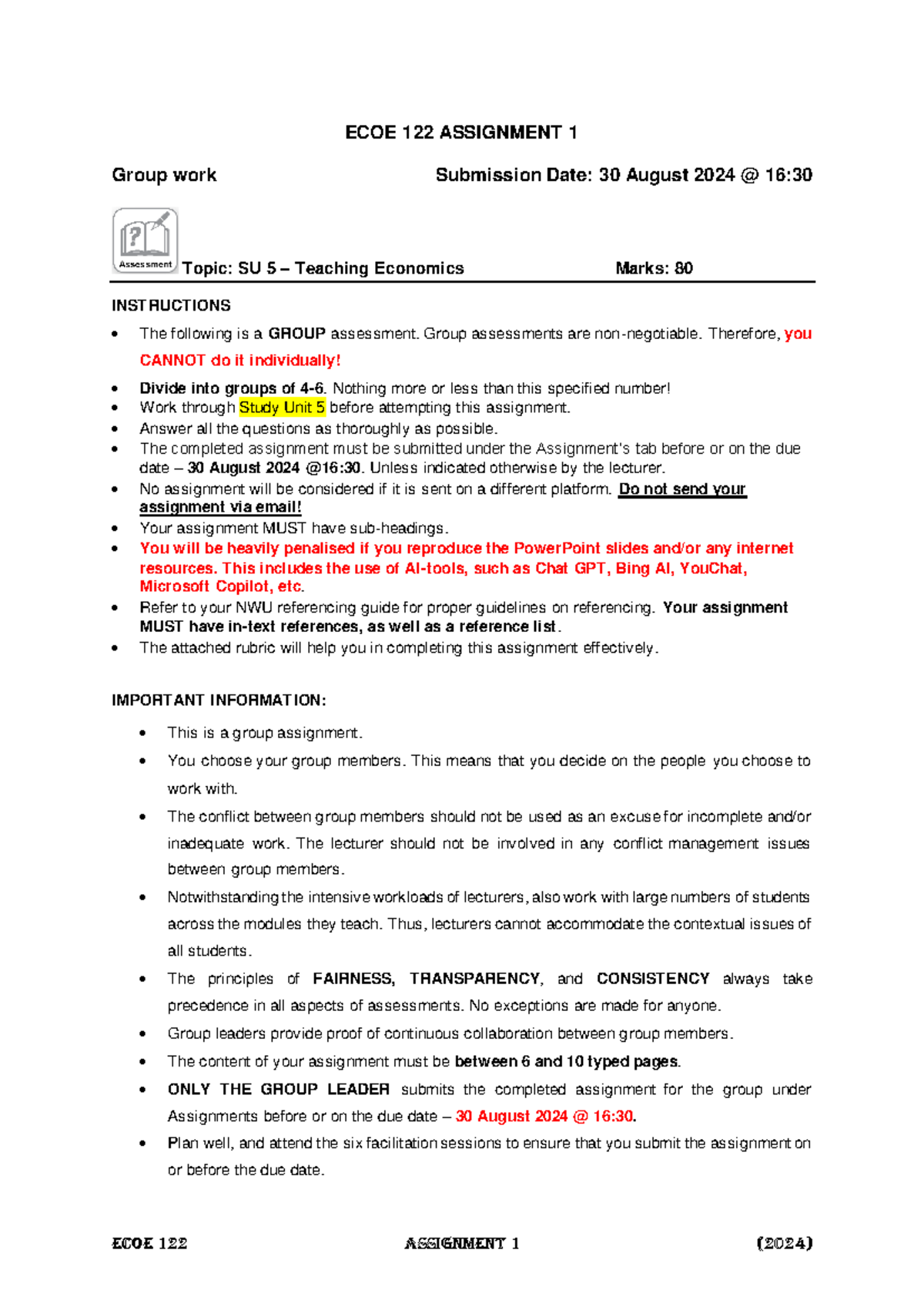 ECOE 122 Assignment 1 PBEL activity - ECOE 1 22 ASSIGNMENT 1 (202 4 ) ECOE 1 2 2 ASSIGNMENT 1 ...