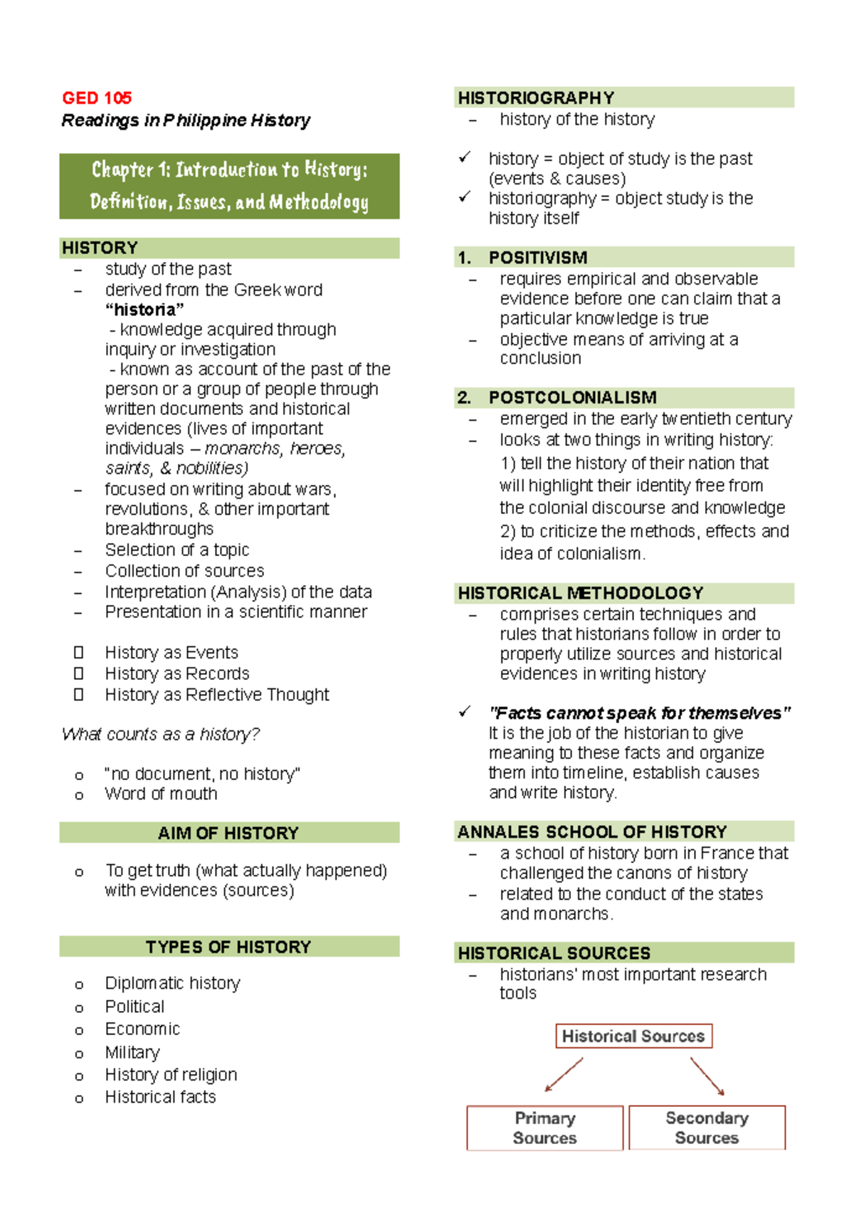 GED 105 Notes - GED 105 Readings in Philippine History Chapter 1 ...