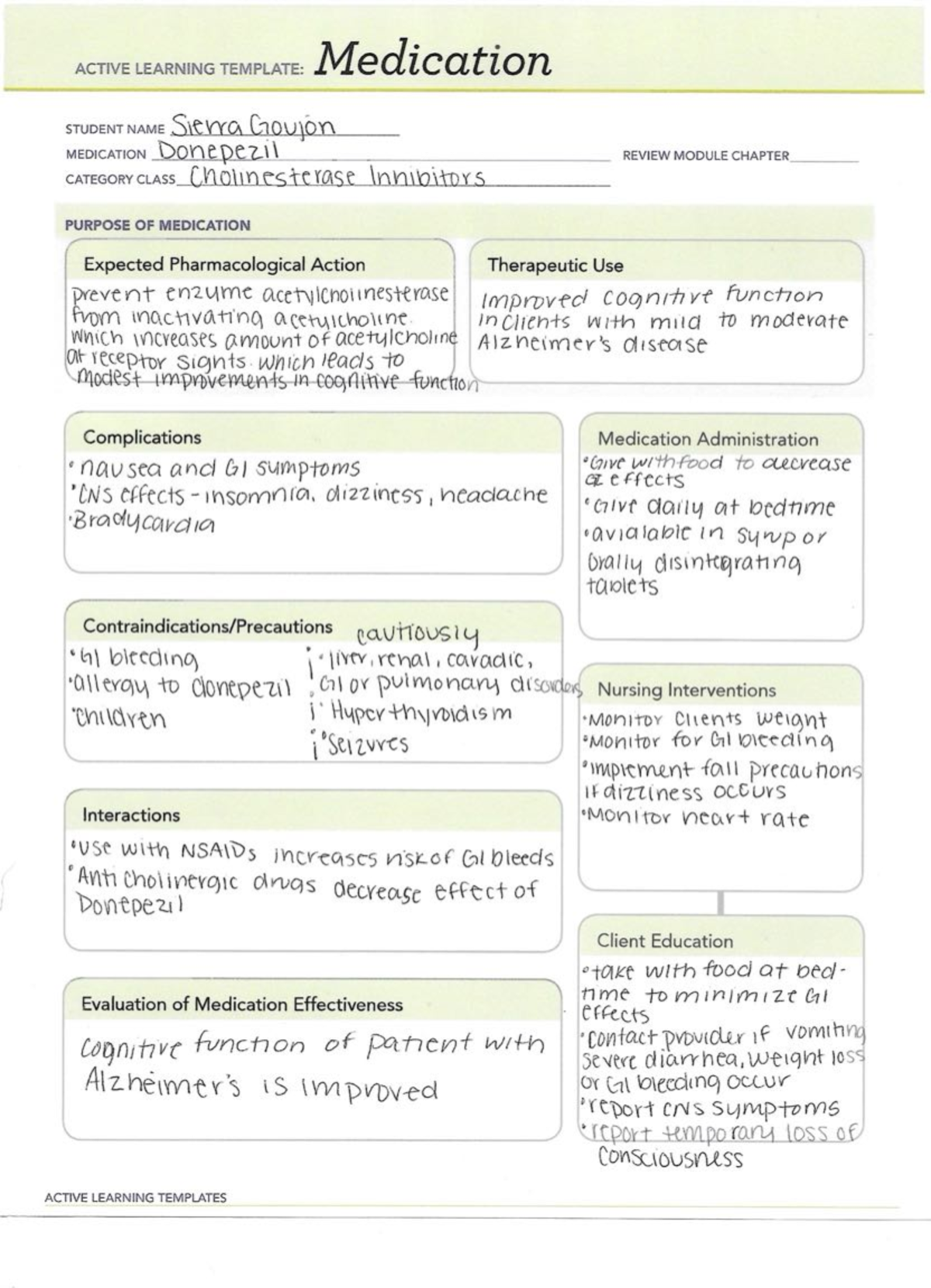Week 2 ATI Med Cards - ACTIVE LEARNING TEMPLATE: Medication STUDENT ...