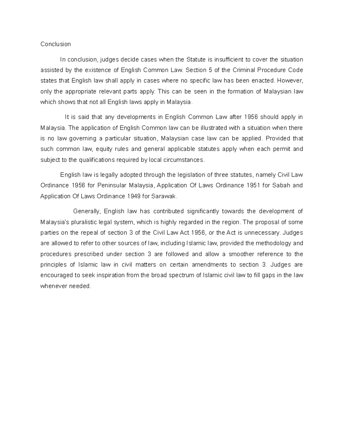 Conclusion LAW - exercise - Conclusion In conclusion, judges decide ...