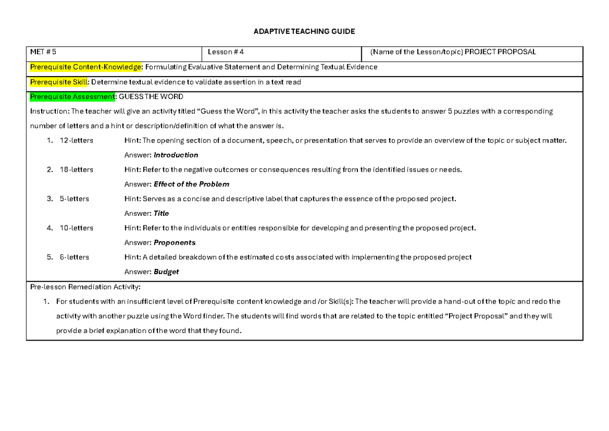 ATG-Reading-and-Writing-Skills- Final - ADAPTIVE TEACHING GUIDE MET # 5 ...