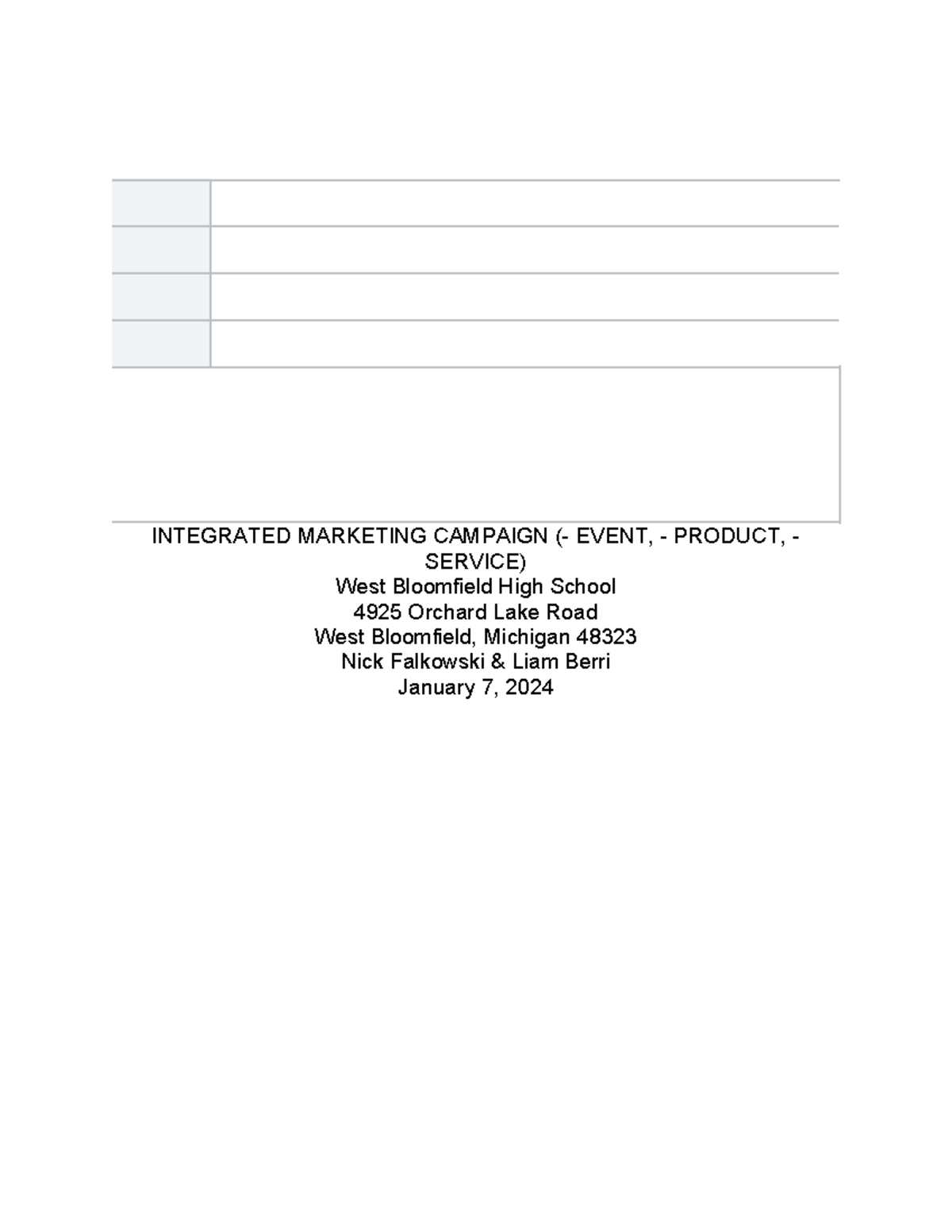 Integrated marketing campaign template Nick F. & Liam B - INTEGRATED ...