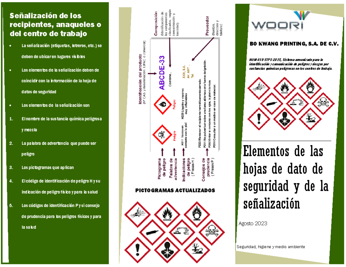 Informacion de la NOM-018 - La seÒalizaciÛn (etiquetas, letreros, etc ...