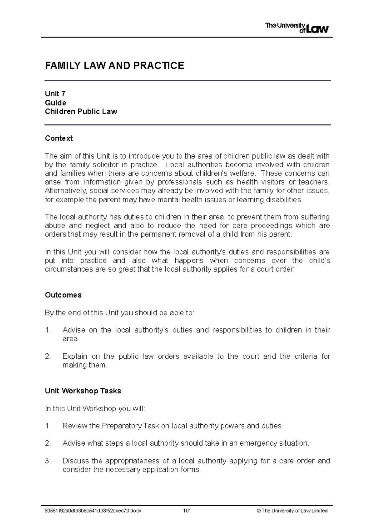 Family Law 7 - Lecture notes 7 - FAMILY LAW AND PRACTICE Unit 7 Guide ...
