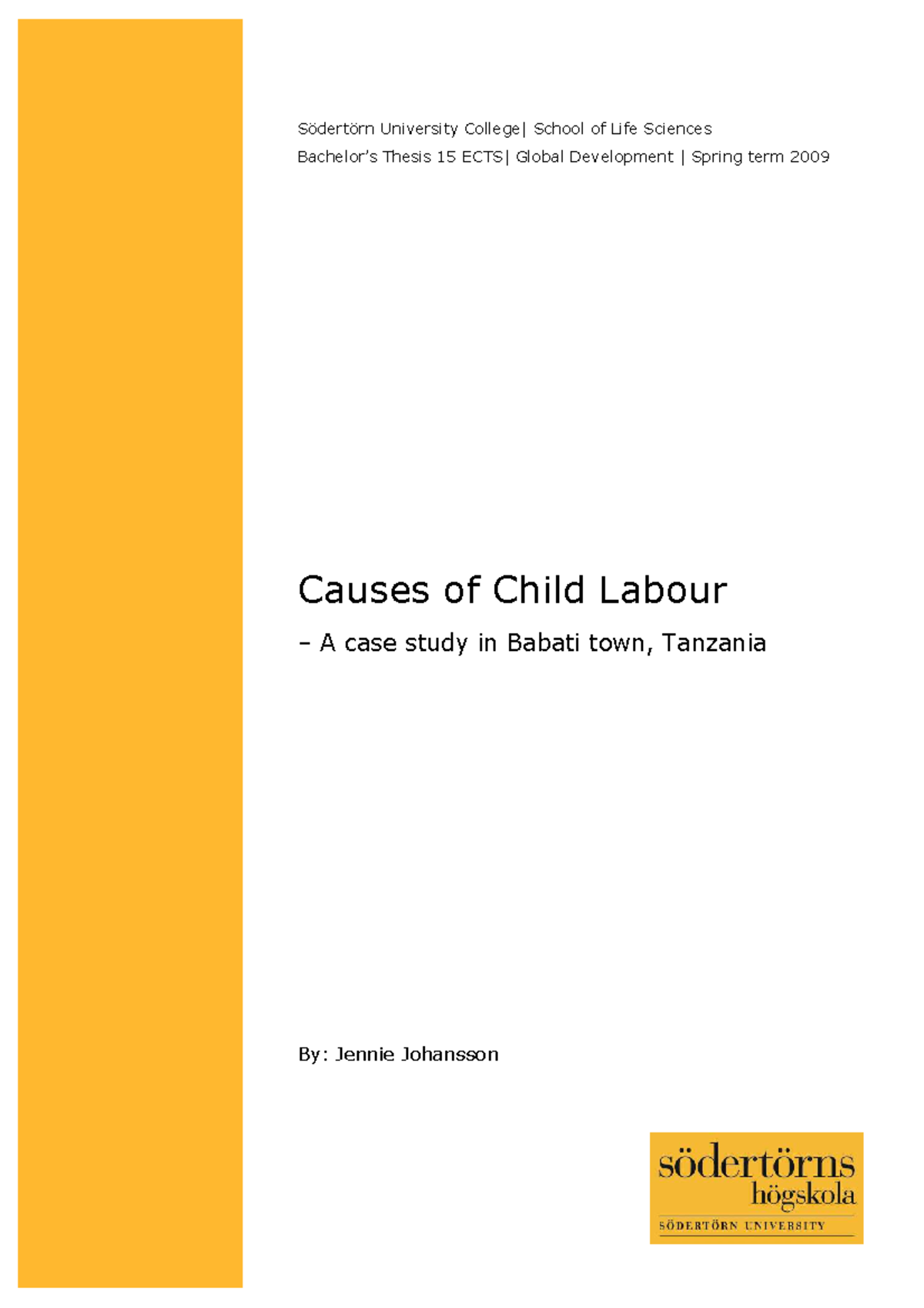 Fulltext 01 - Causes of Child Labour A case study in Babati town ...