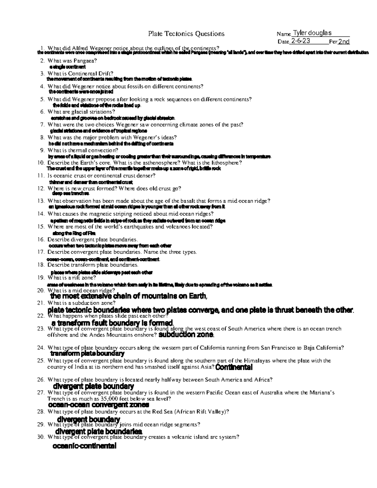 Kami Export - Tyler Douglas - WS - Plate Tectonics Questions p - Plate ...