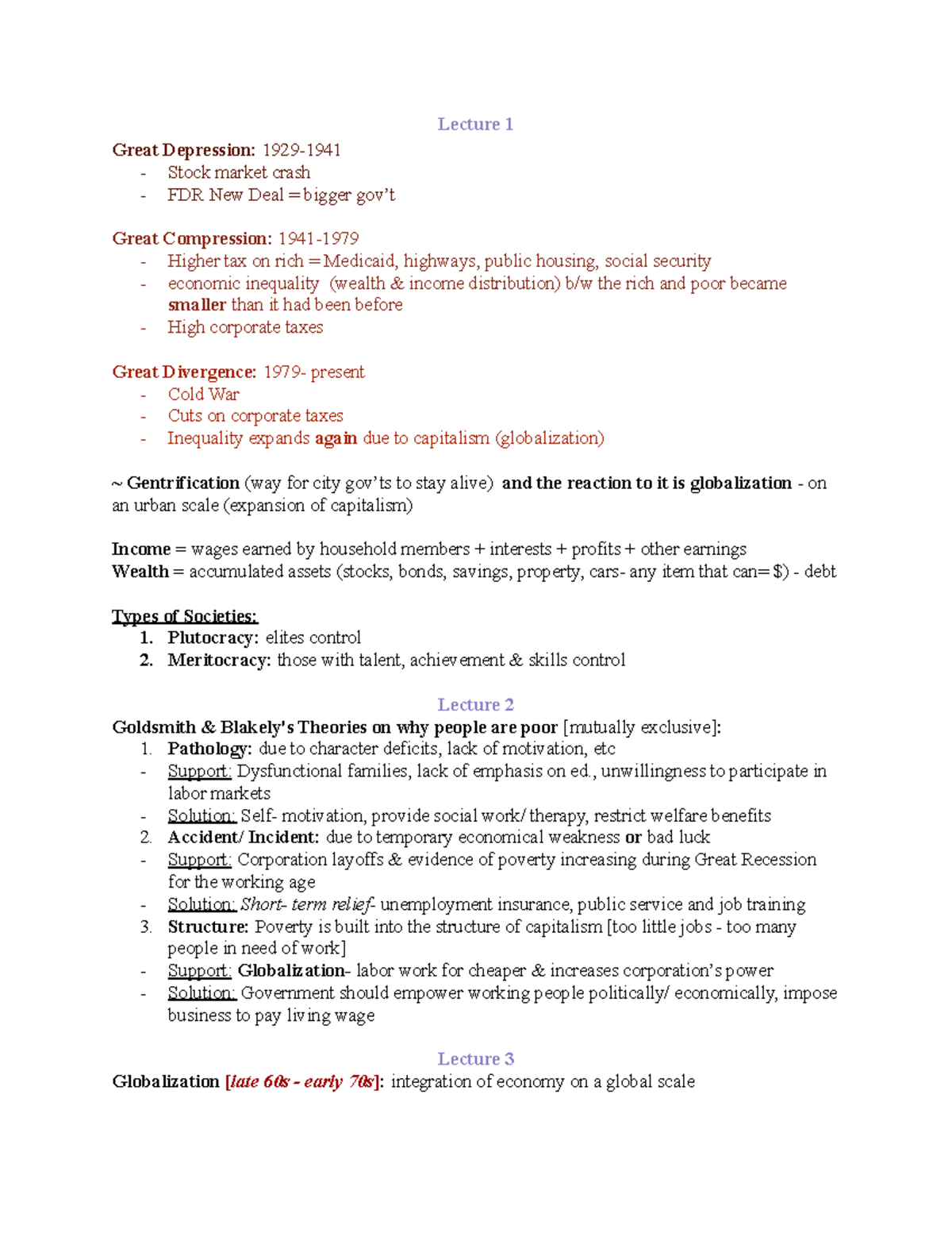 Urban Studies Lecture Notes - Lecture 1 Great Depression: 1929- Stock ...