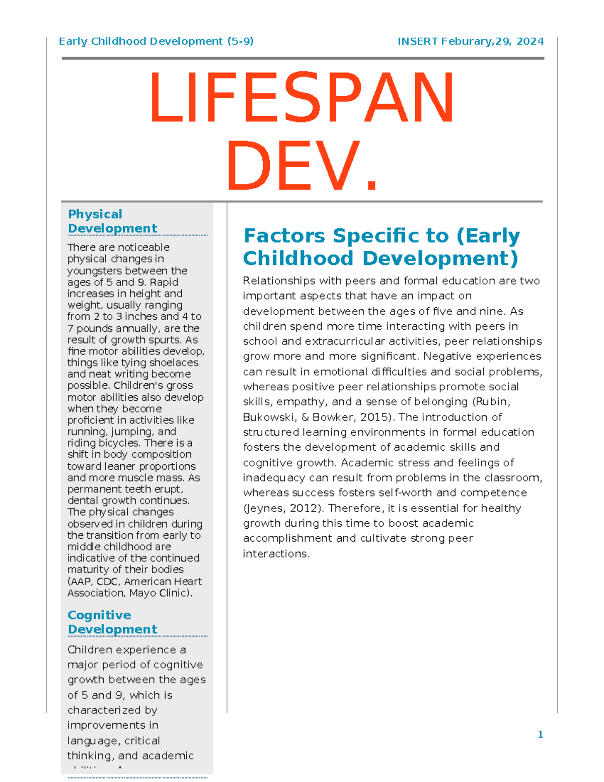 Early Childhood Development Newsletter - Early Childhood Development (5 ...