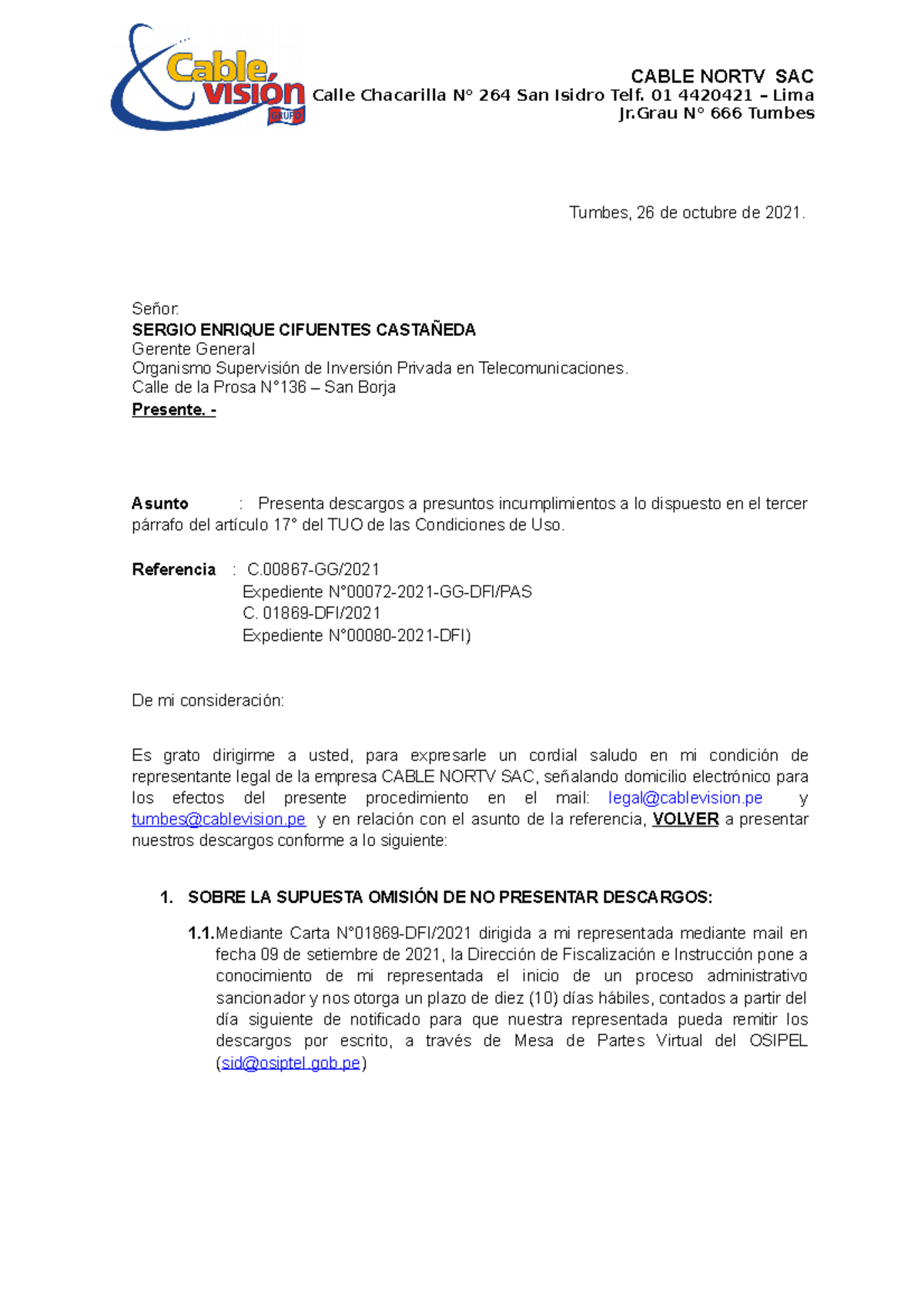 Presenta Descargos 2 - MODELO DE DESCARGO PROCESO SANCIONADOR - Calle ...