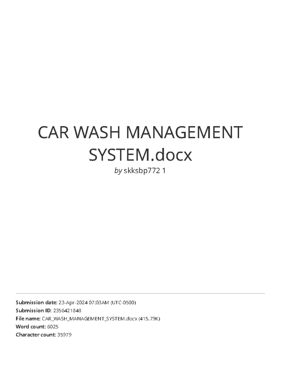 CAR WASH Management System - Bachelor of Science in Electrical ...