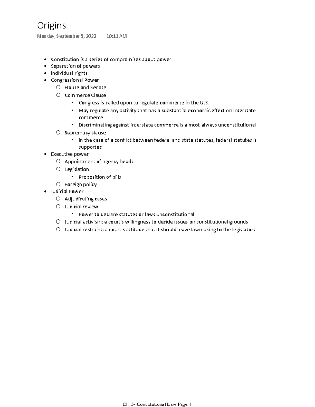 Ch. 5- Constitutional Law - Constitution is a series of compromises ...