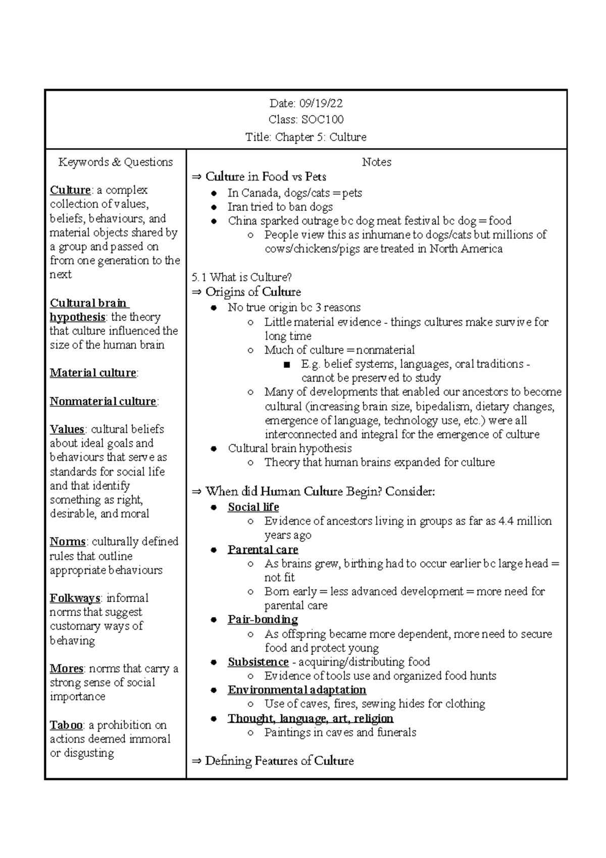 W3 Chapter 5 Culture Readings Date 09 19 Class Soc Title