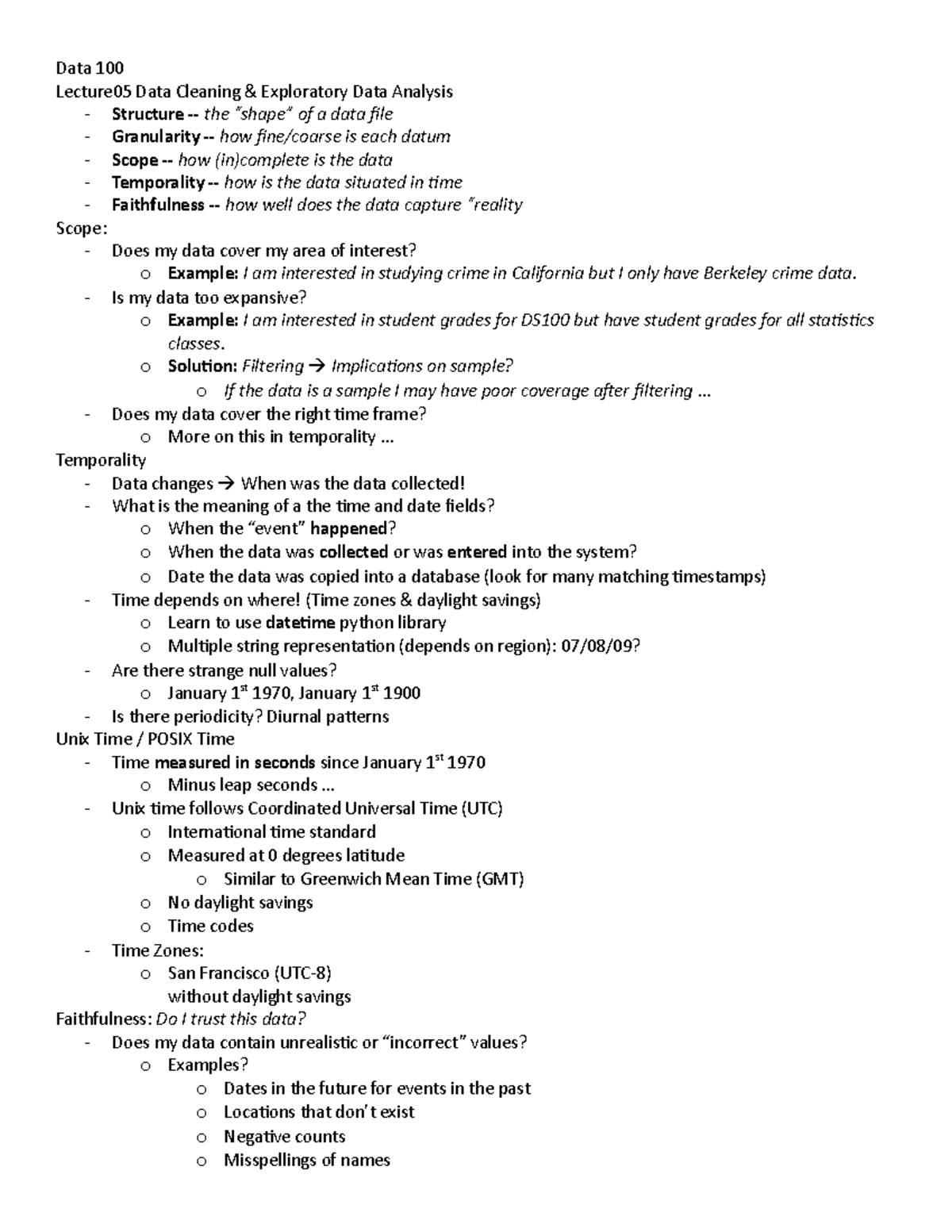 Data 100 lecture 05 - Josh Hug/ Fernando Perez - Data 100 Lecture05 Data Cleaning & Exploratory ...