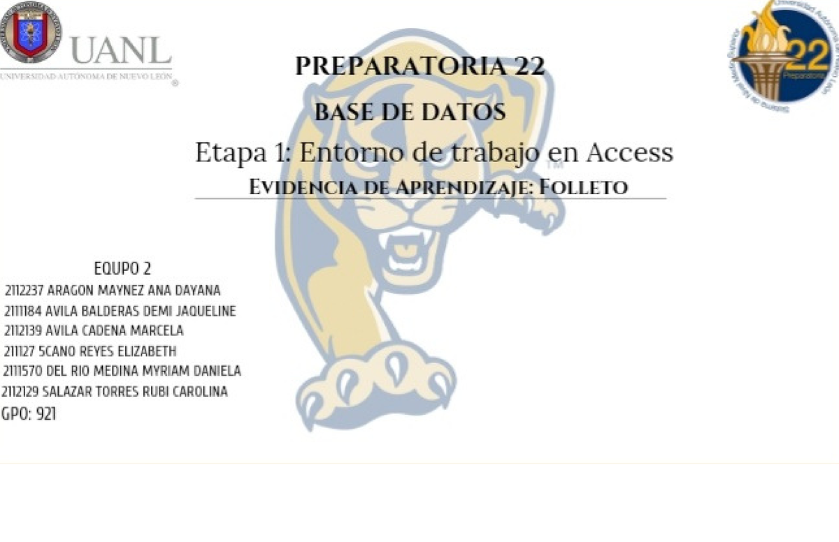 Ev1 E2 BD 921 - evidencia etapa 1 base de datos 4to semestre - P A N T ...