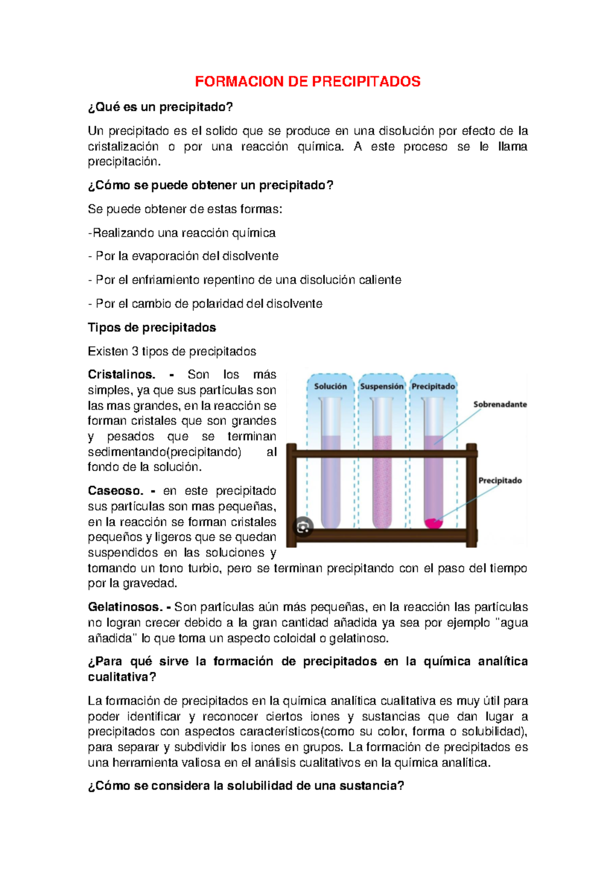 Formacion DE Precipitados - FORMACION DE PRECIPITADOS ¿Qué es un ...