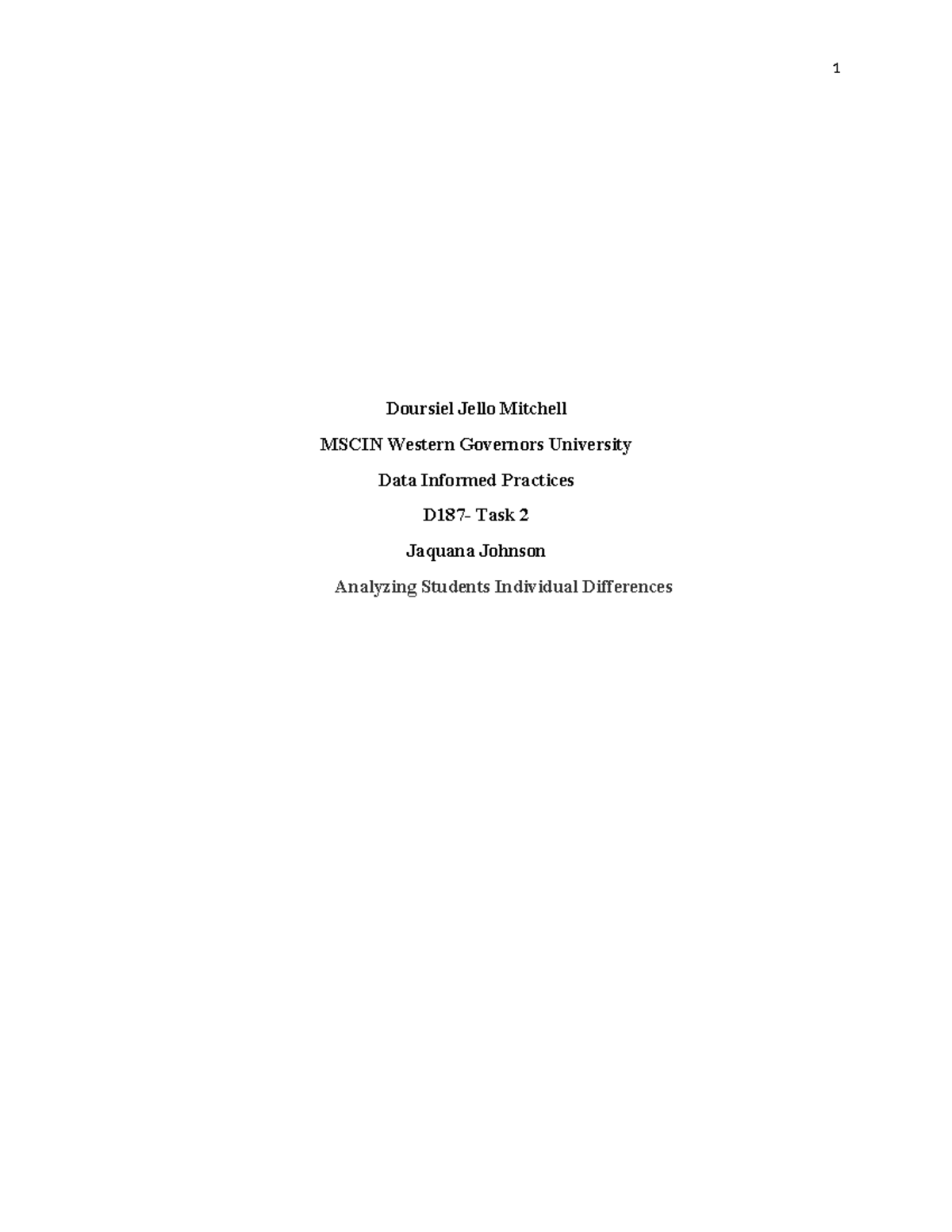 D187 Task 2 task 2 task - Doursiel Jello Mitchell MSCIN Western ...