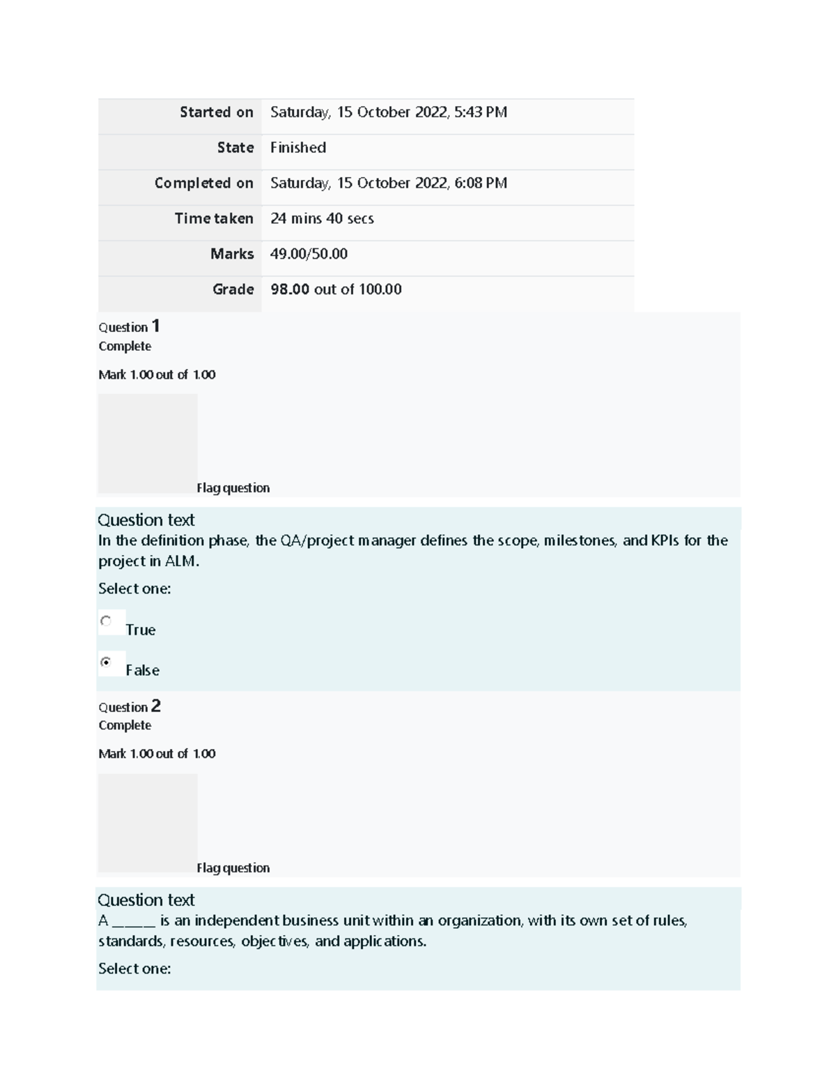 Prelim Examination-UGRD-CS6302 Application Lifecycle Management - Started on Saturday, 15 ...