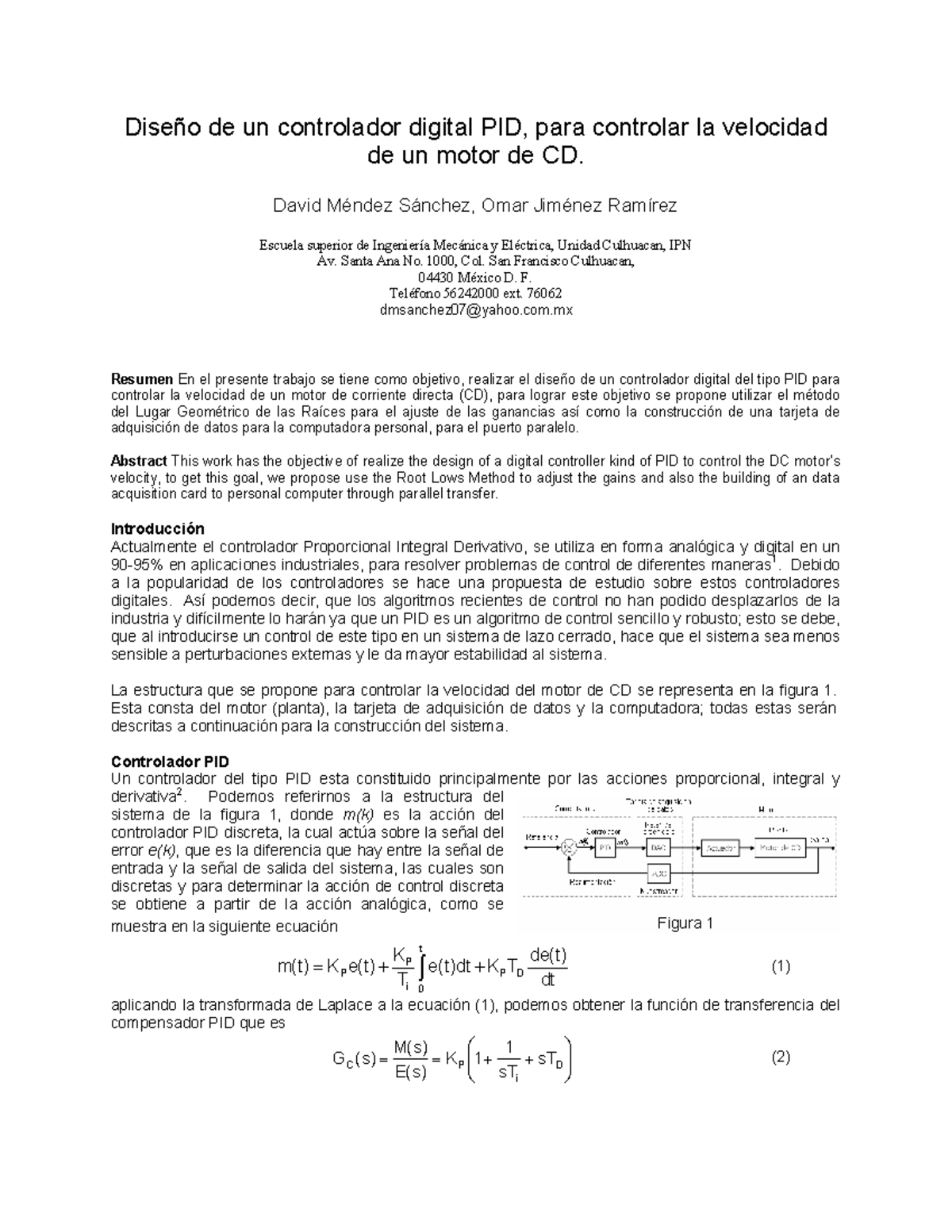 Implementación de un PID discreto - Diseño de un controlador digital ...