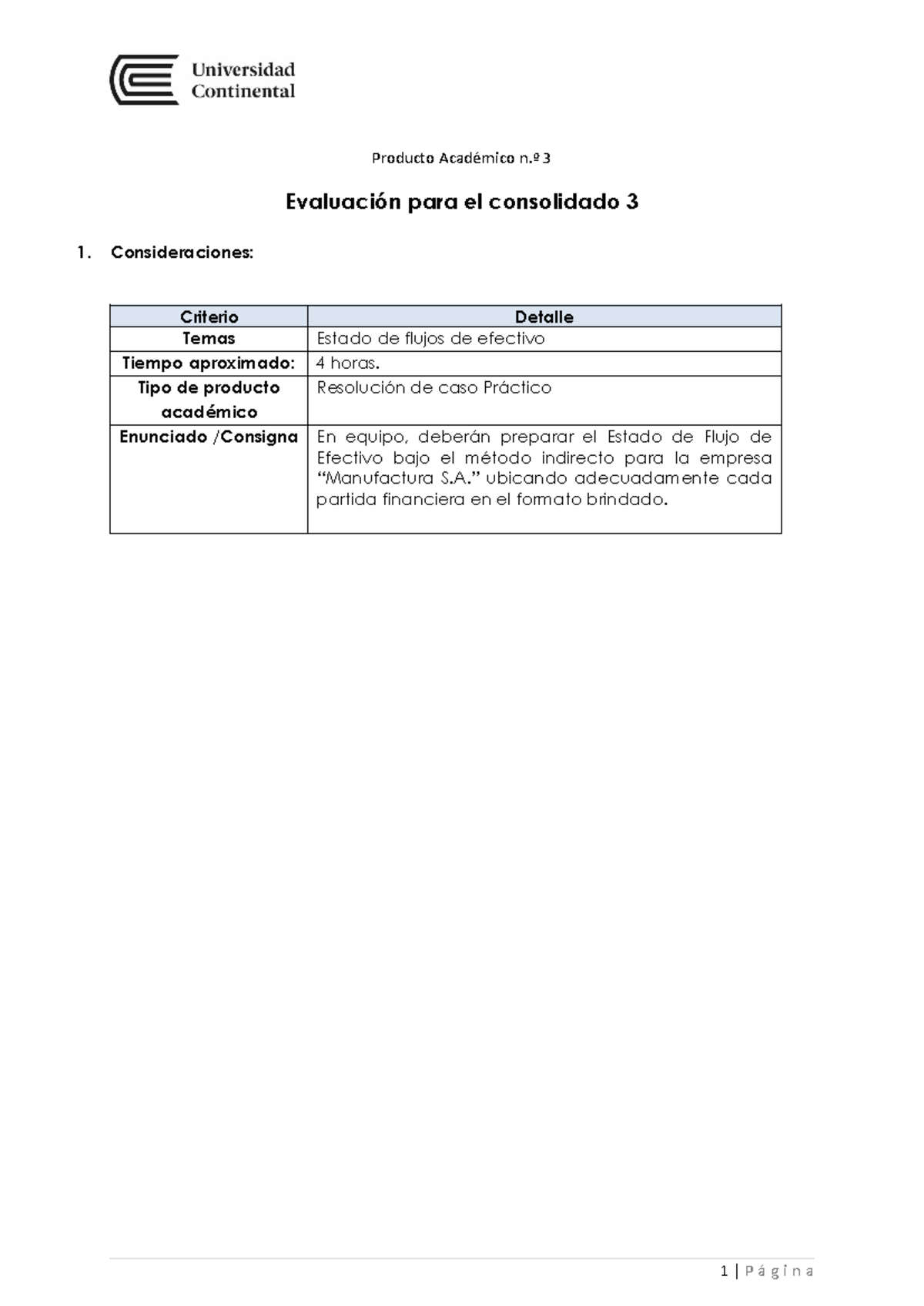 Producto Académico N°3 actualizado - Producto Académico n.º 3 Evaluación para el consolidado 3 1 ...