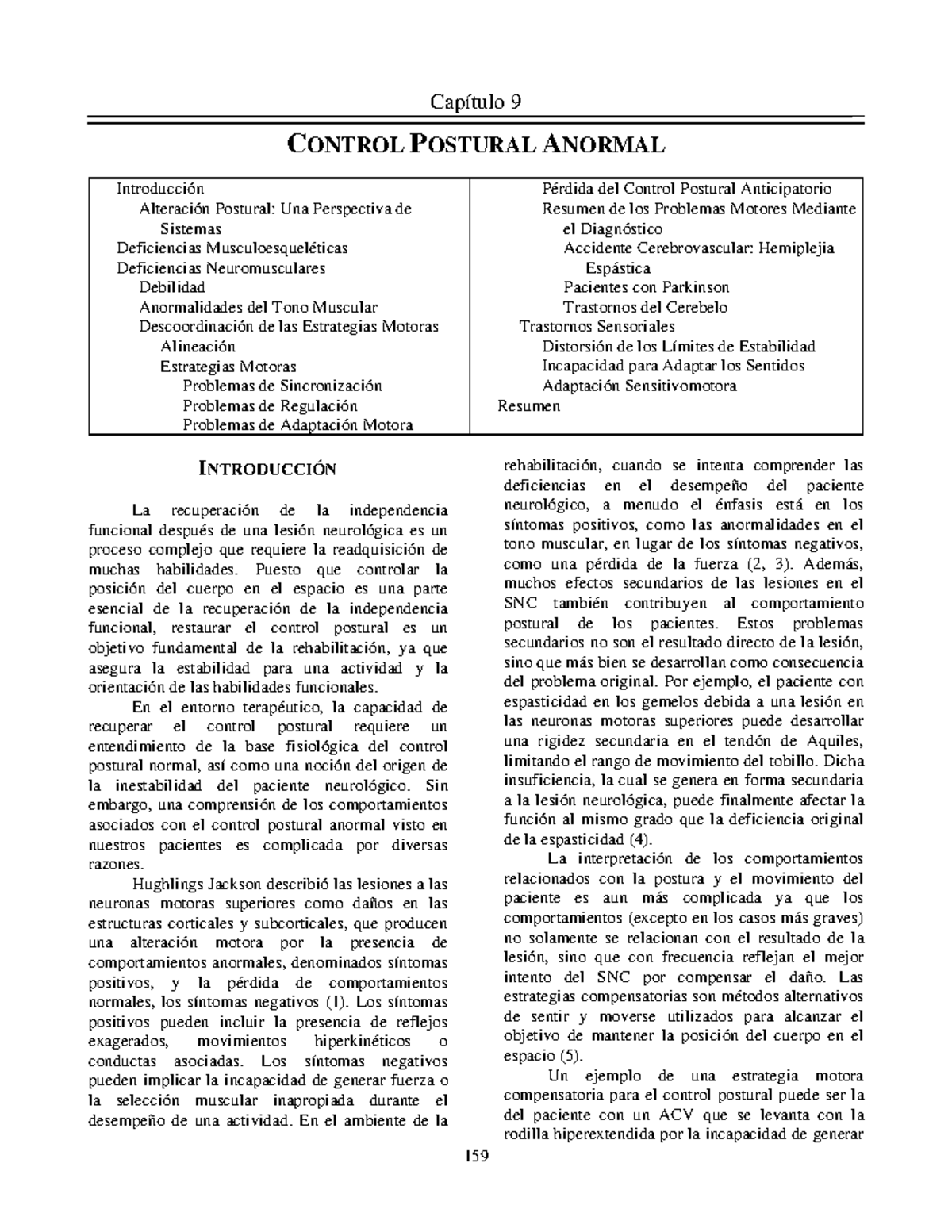 Captulo 9-Controlposturalanormal - Capítulo 9 CONTROL POSTURAL ANORMAL ...