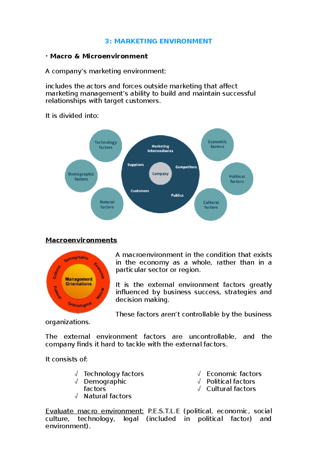 Marketing Environment - 3: MARKETING ENVIRONMENT · Macro ...