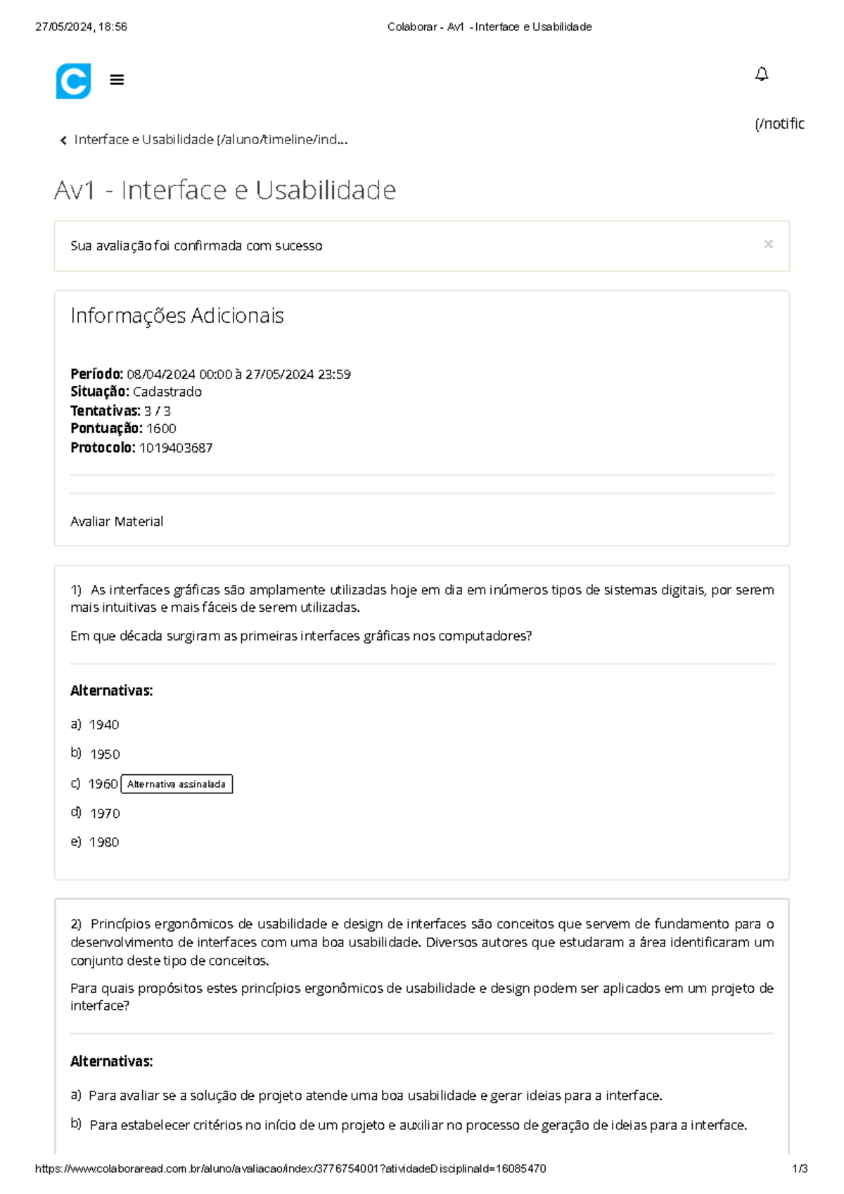 Colaborar - Av1 - Interface e Usabilidade - Interface e Usabilidade (/aluno/timeline/ind... Av1 ...