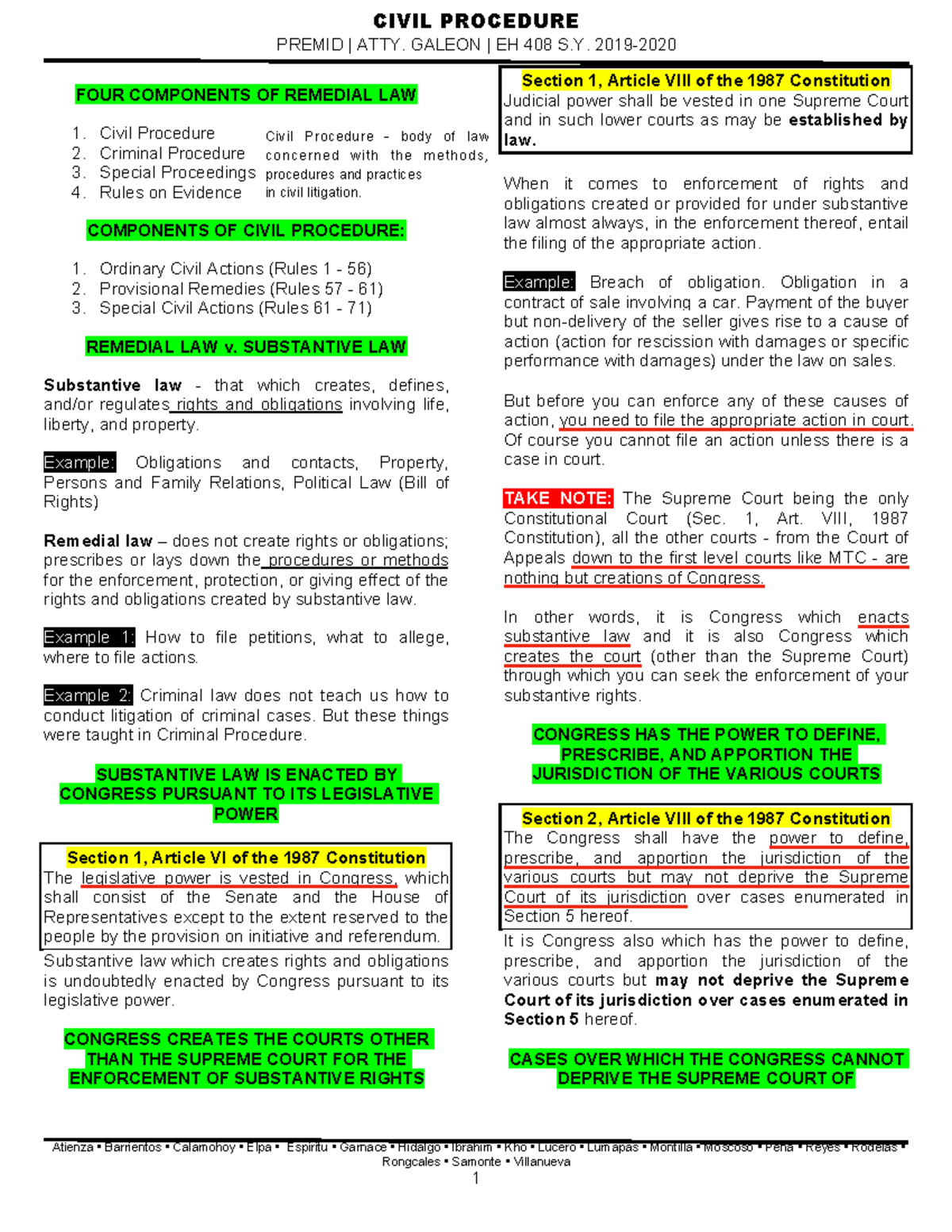 Civil Procedure Pre Mid Transcript - Atienza • Barrientos • Calamohoy ...