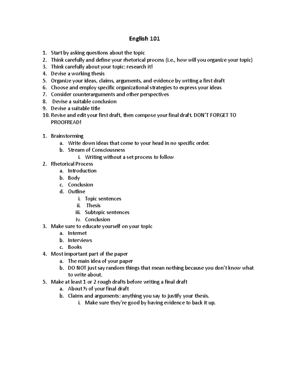 English 101 - 09:05:2023 - English 101 Start by asking questions about ...