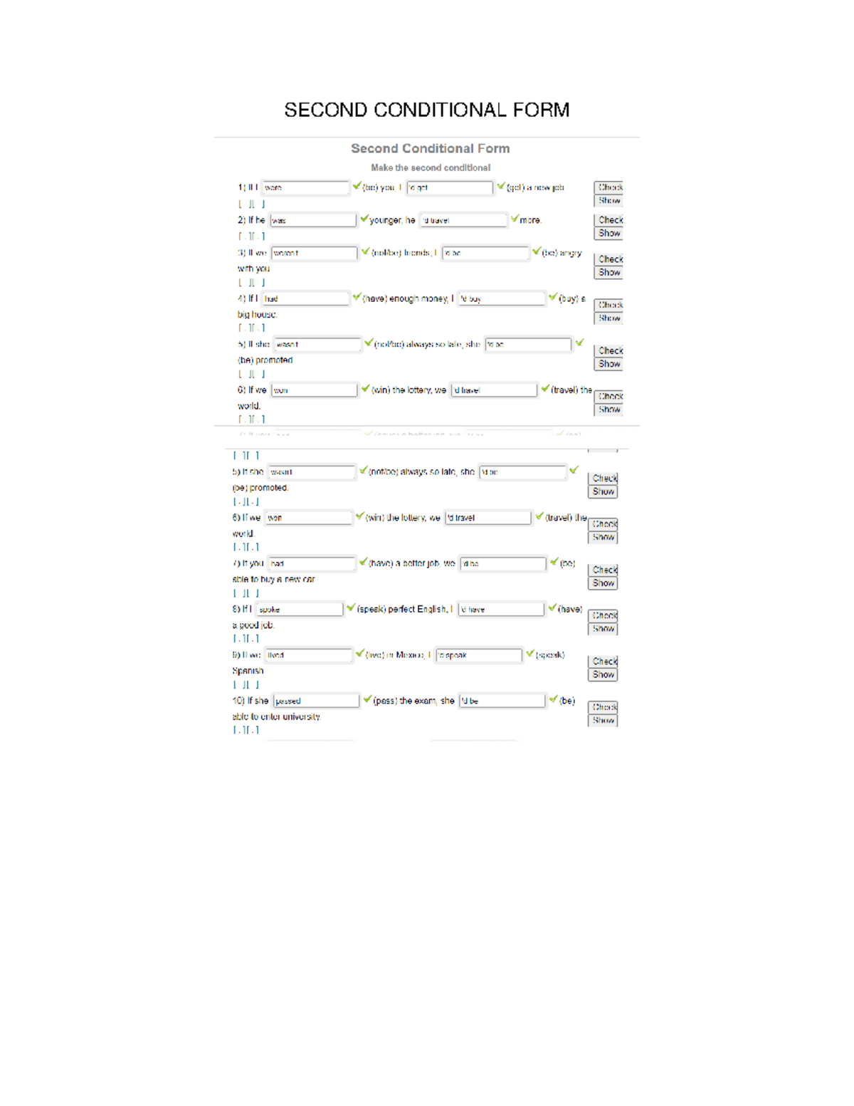 Second Conditional FORM Ingles General - SECOND CONDITIONAL FORM - Studocu