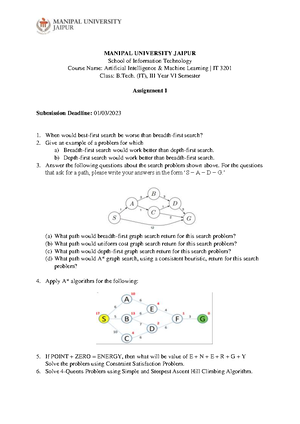 Lecture 2 State Space Representation - State Space Representation In artificial intelligence, a ...
