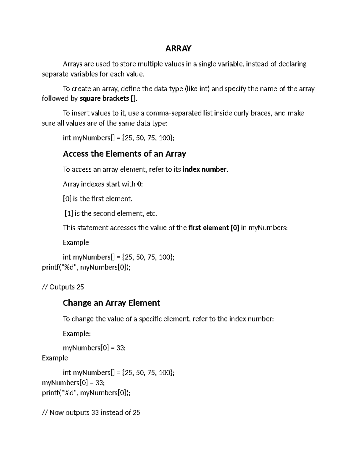 C programming practical material - ARRAY Arrays are used to store ...