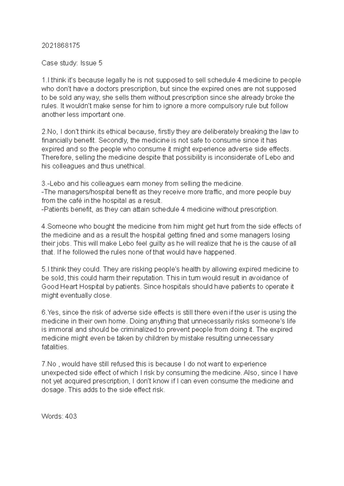 Case issue assignment. - 2021868175 Case study: Issue 5 1 think it’s ...