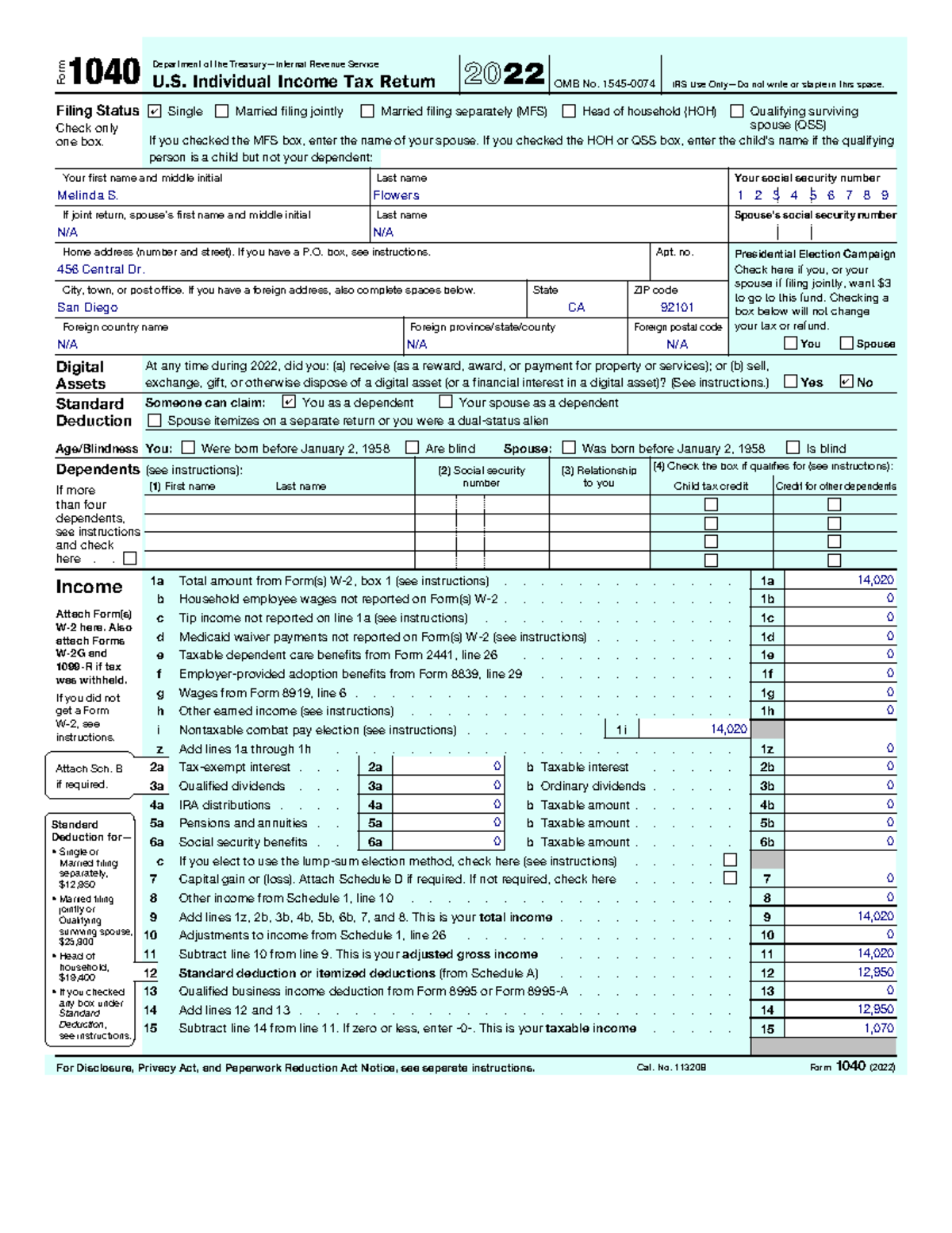F1040 - a templet of the tax report - Form 1040 U. Individual Income ...
