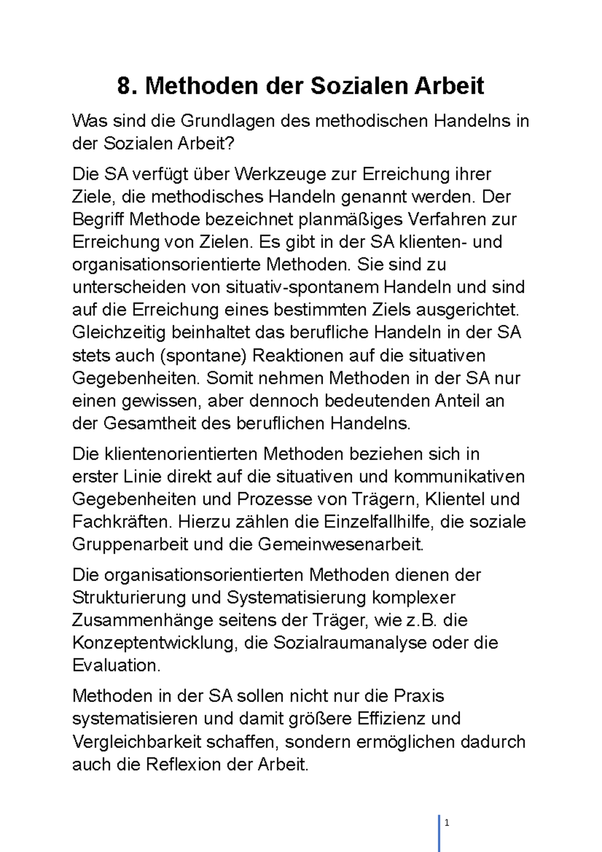 Lektion 8 Methoden der Sozialen Arbeit - Einführung in die Soziale Arbeit - IU - Studocu