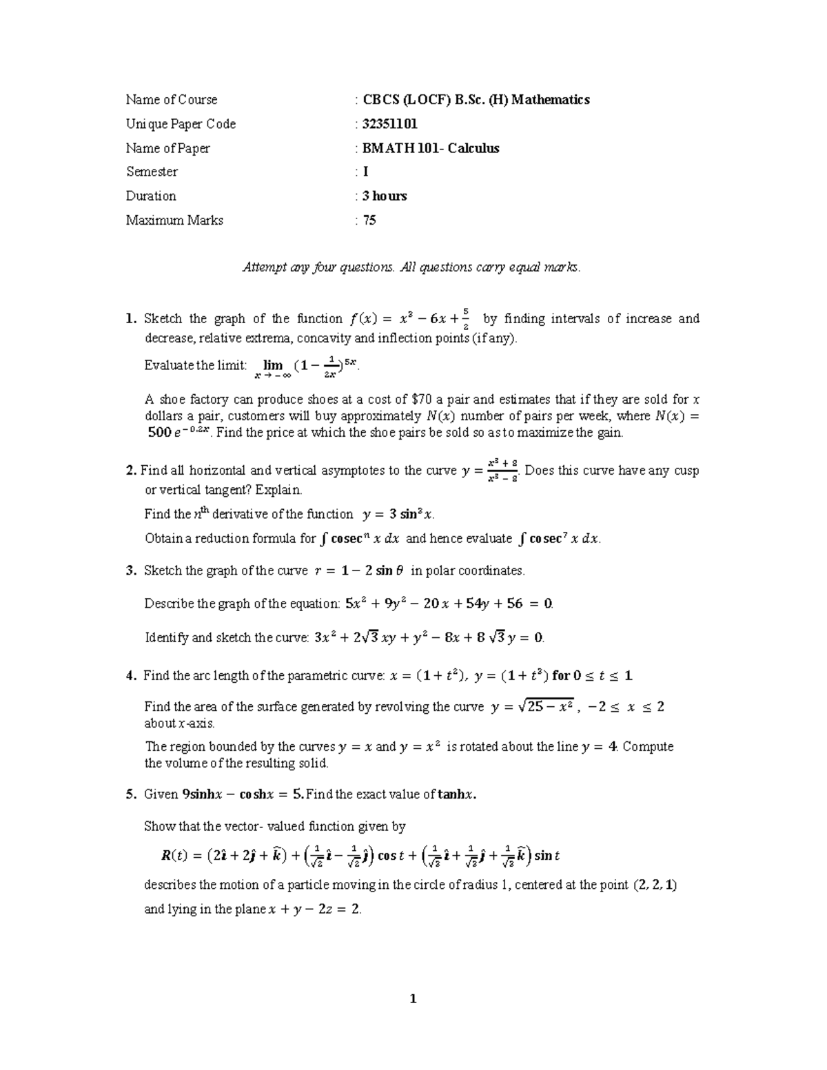 Maths ge 2020 - adgh - 1 Name of Course : CBCS (LOCF) B. (H ...