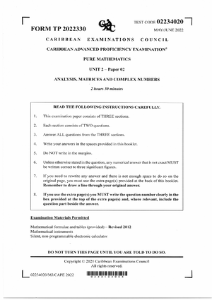 CAPE Biology Unit 1 Complete - CAPE BIOLOGY UNIT ONE MANUAL (by Sperwin Zinger) MODULE ONE ...