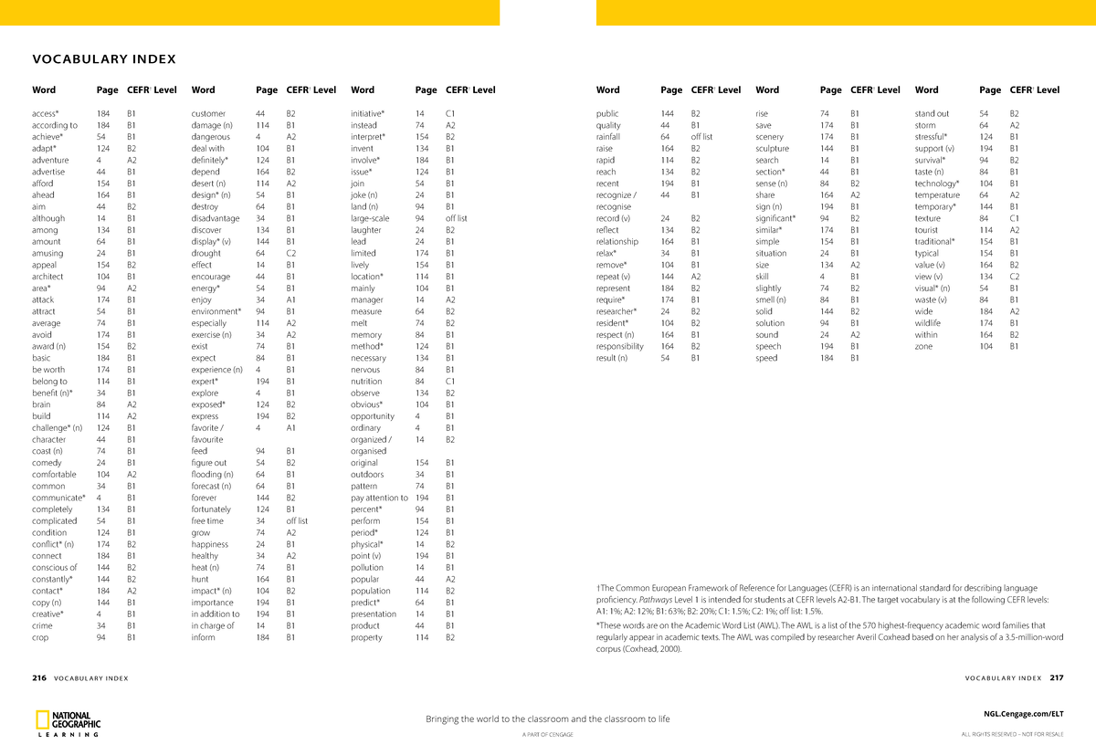Pathways ls level 1 vocabulary lists - Bringing the world to the ...