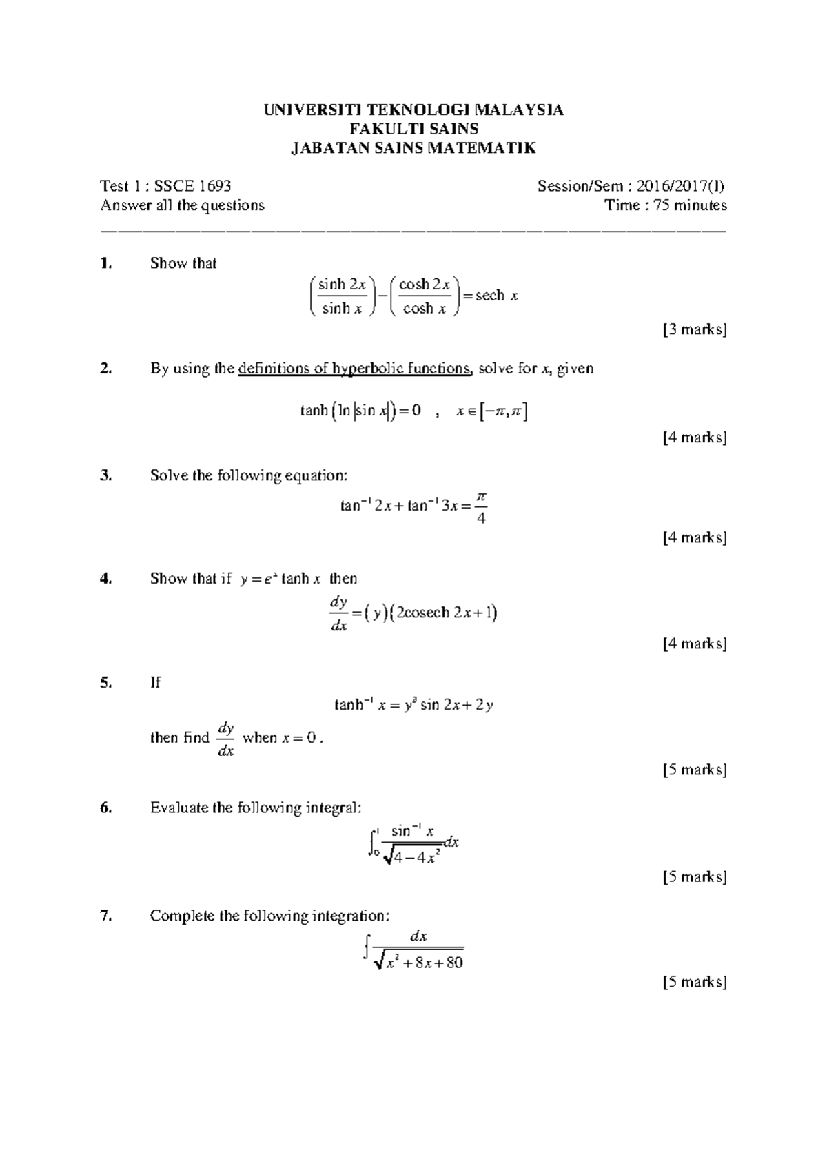 Sample Test 1 Sem 1 2016 2017 - UNIVERSITI TEKNOLOGI MALAYSIA FAKULTI ...