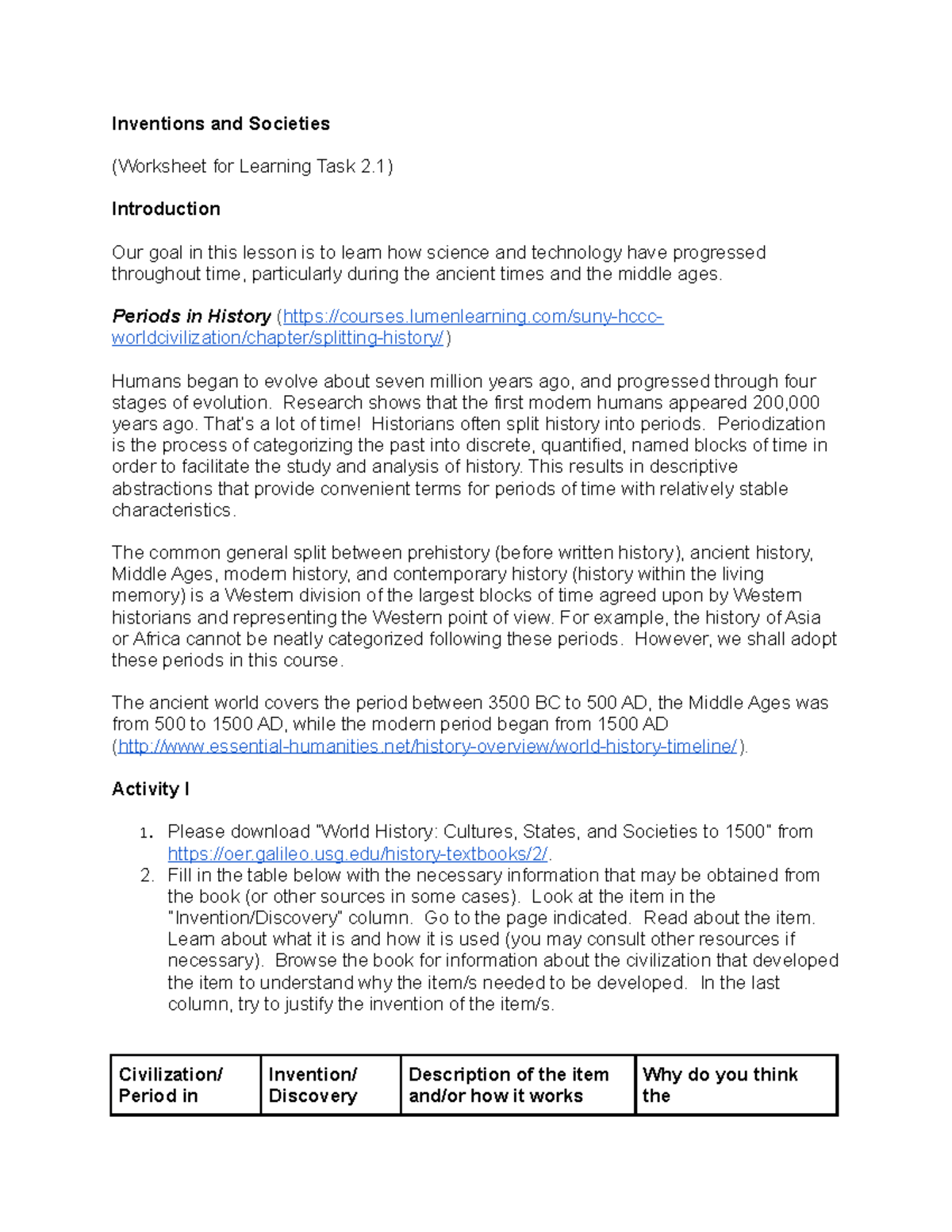 - information regarding the old invention and how it works in a society ...