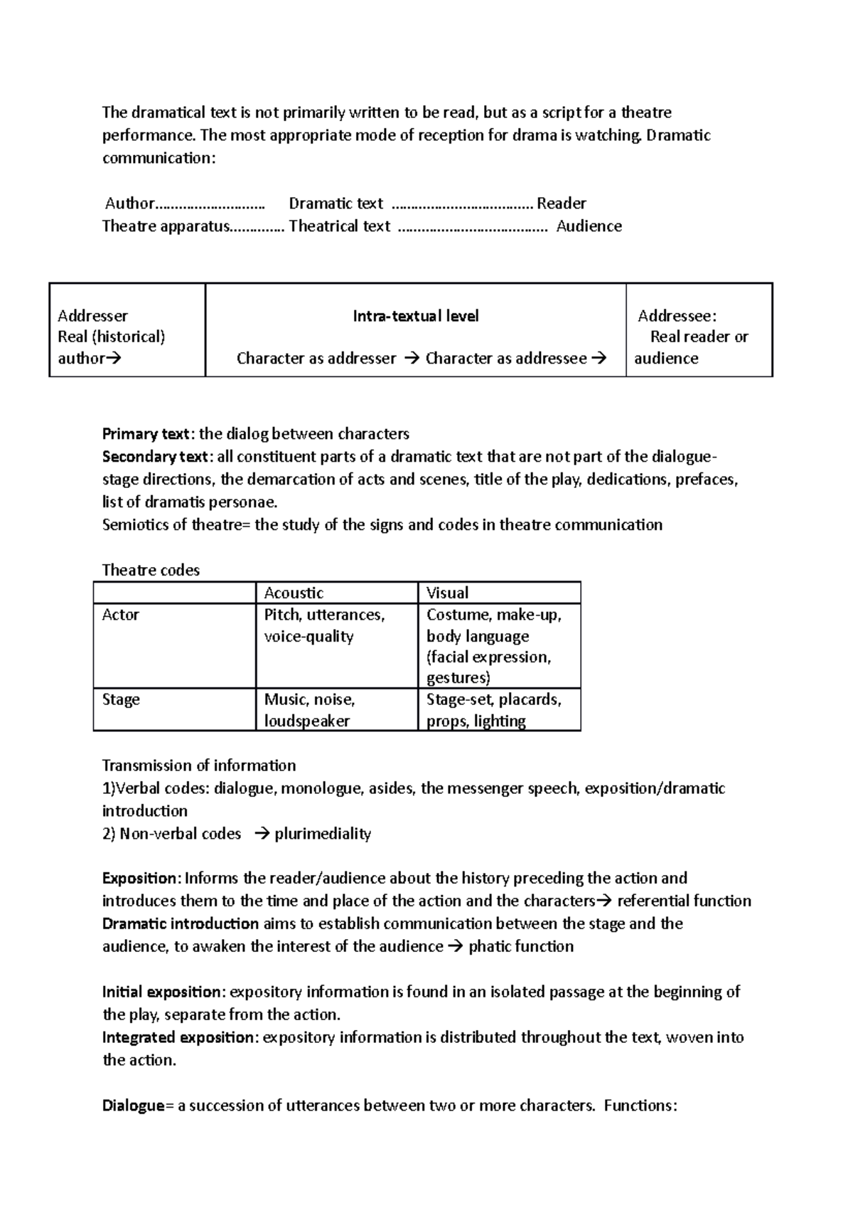 Features of dramatic texts - The dramatical text is not primarily ...