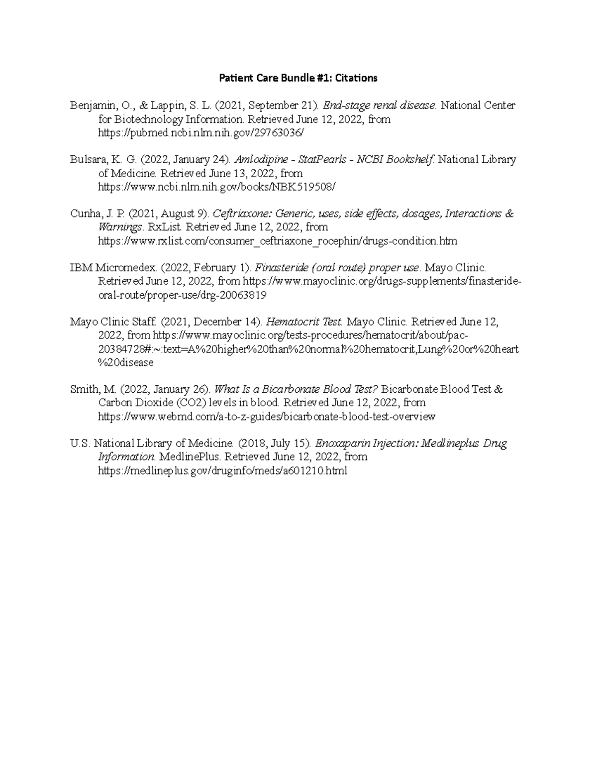 Patient Care Bundle 1 citations - Patient Care Bundle #1: Citations ...