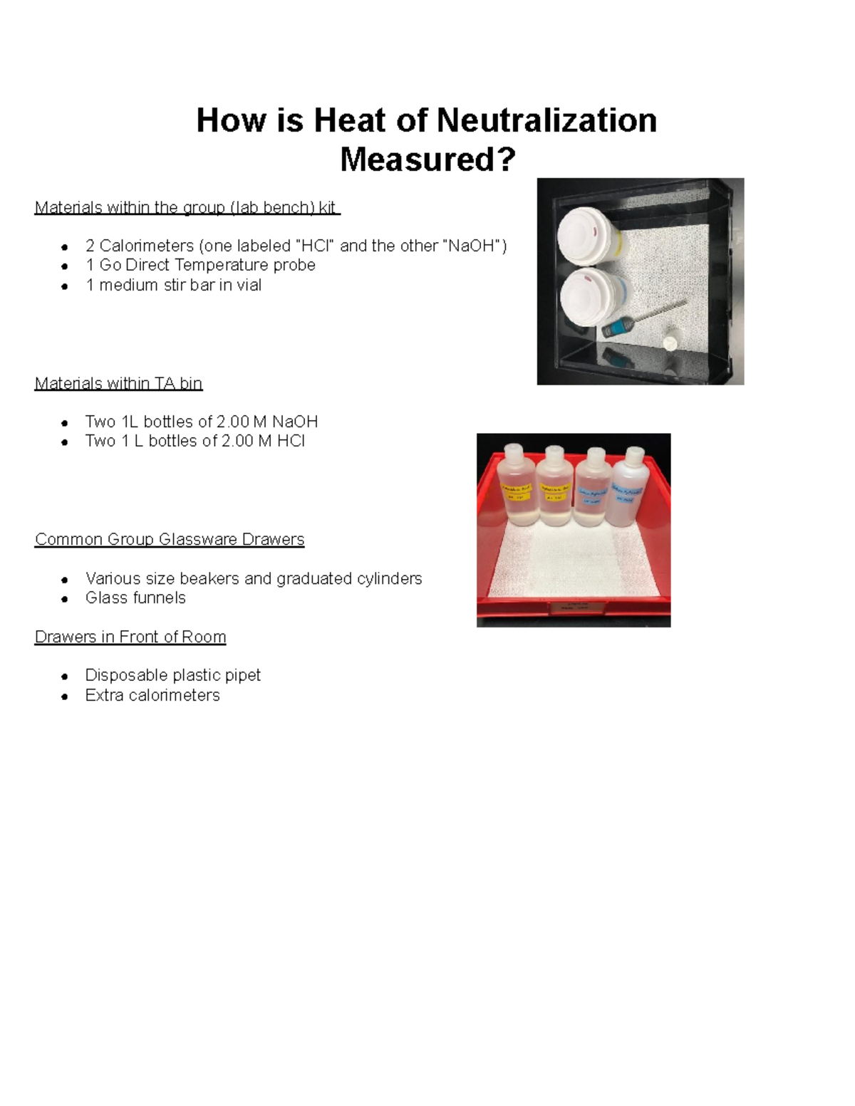 #3a How is Heat of Neutralization Measured Student Handout F23-1 - How ...