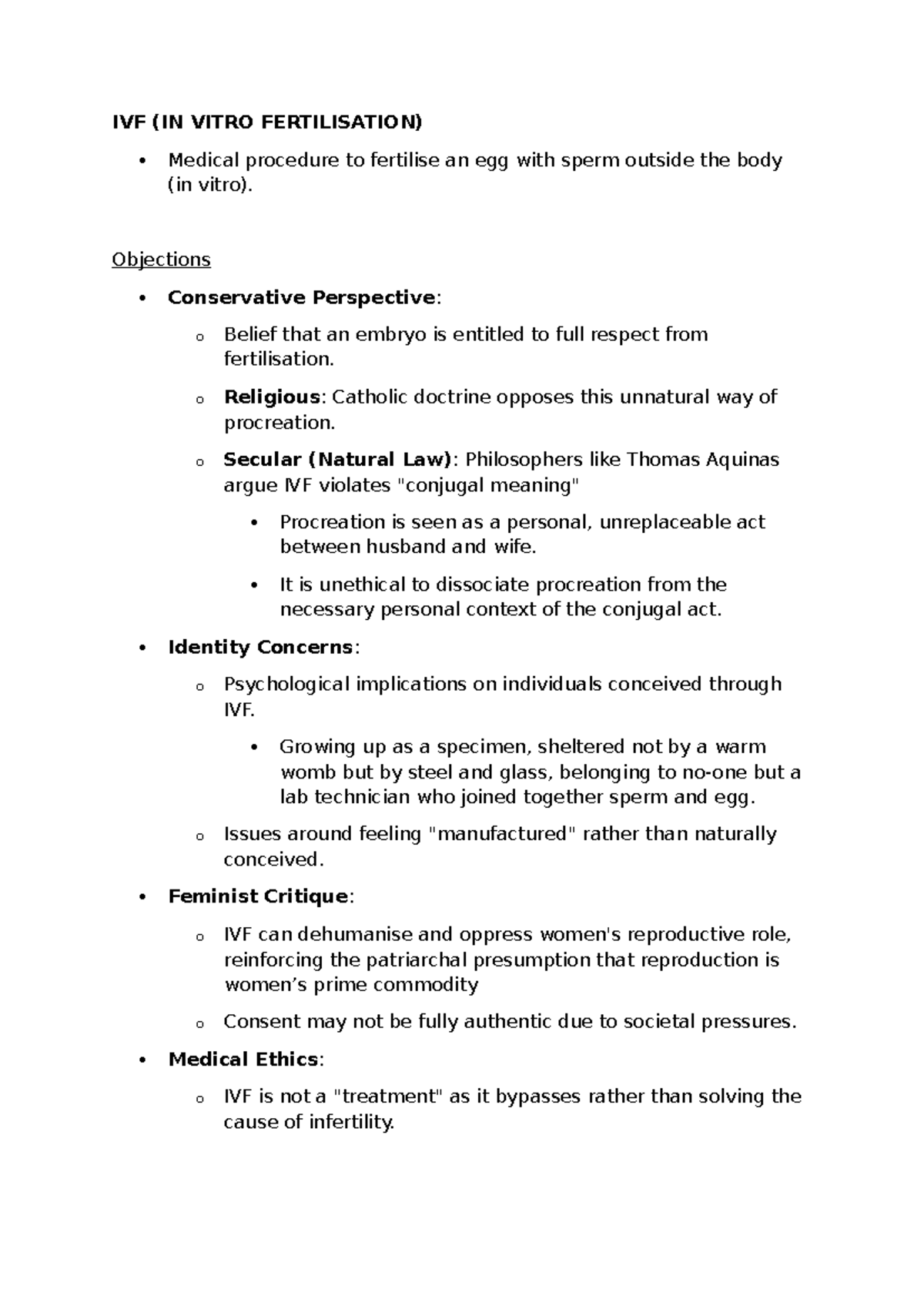 IVF & PGD - IVF & PGD - Summary Law and the Biosciences - IVF (IN VITRO ...