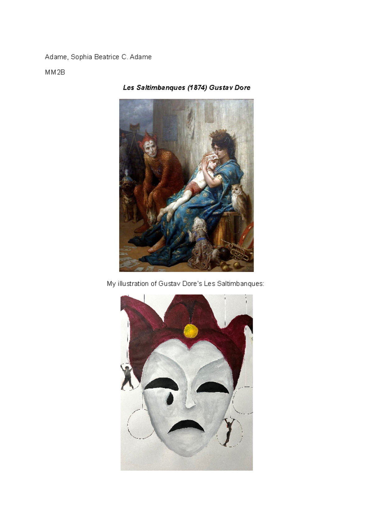Les saltimbanques - Adame, Sophia Beatrice C. Adame MM2B Les ...