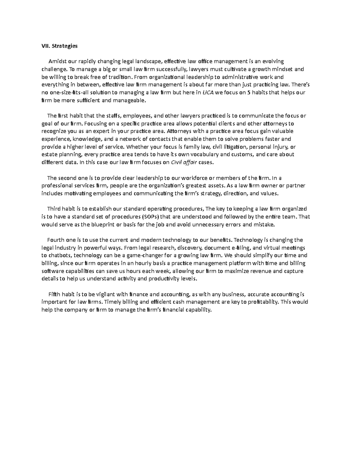 Strategies - Legma - VII. Strategies Amidst our rapidly changing legal ...