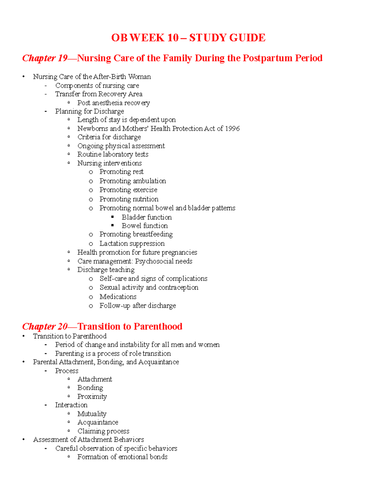 OB Week 10 Study Guide - Lecture notes 10 - OB WEEK 10 – STUDY GUIDE ...