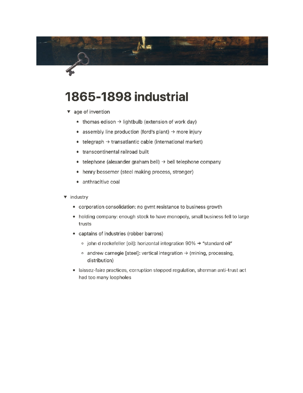 1865-1898 Industry - This is a summary of the whole unit time period ...