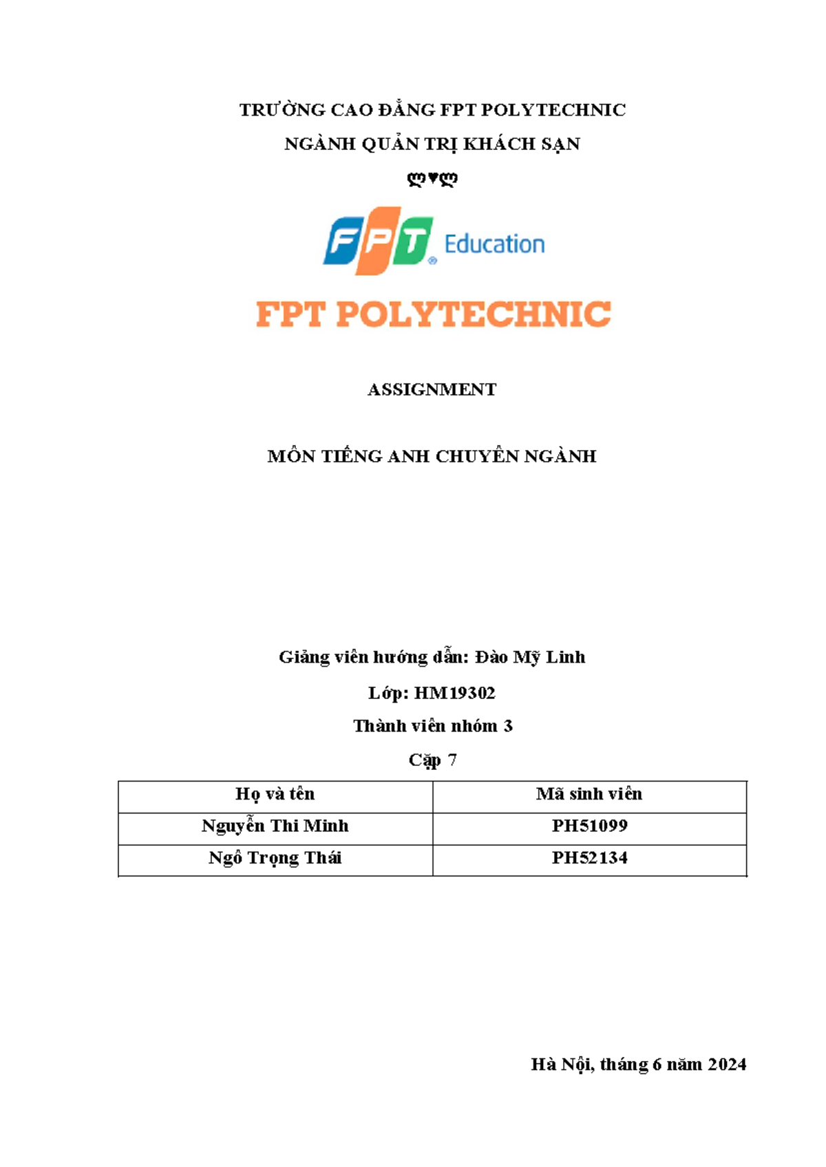 ASM NHÓM 3 - ........ - Trường Cao đẳng Thực hành FPT - TRƯỜNG CAO ĐẲNG ...