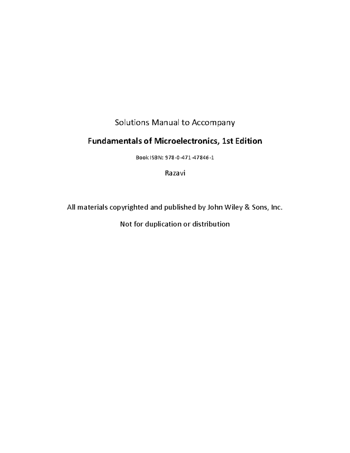 Fundamentals of Microelectronics Solution chapter 2 - Solutions Manual ...