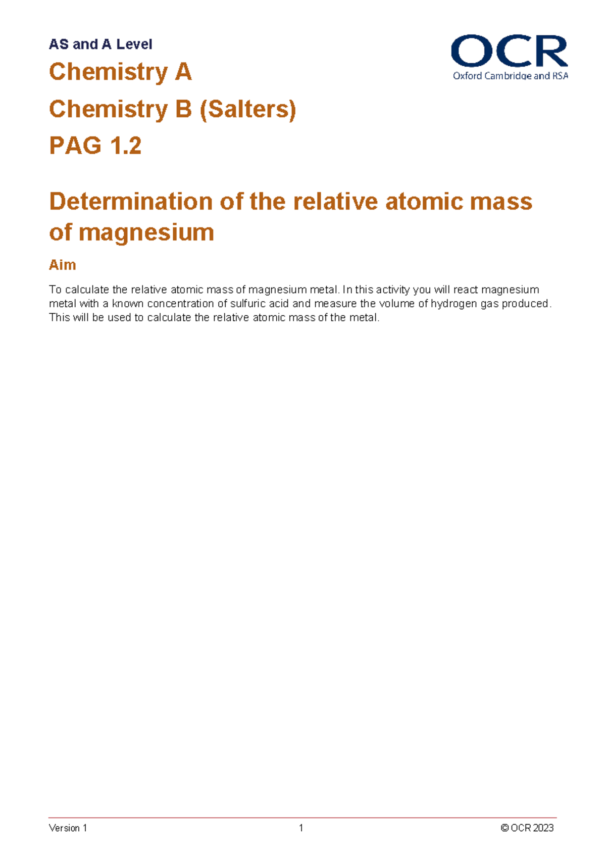 702731 pag 1 determination of the relative atomic mass of magnesium ...